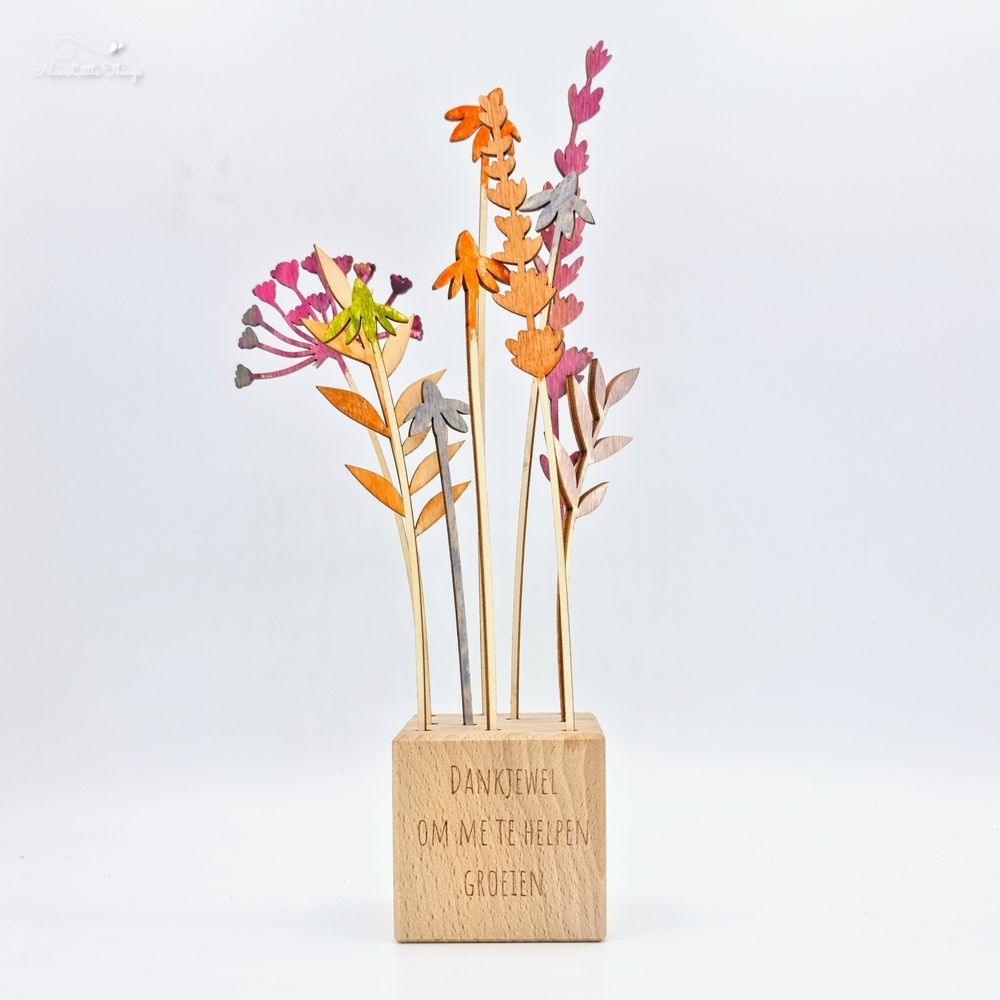 DIY kit Wilde Bloemen met Houten Kubus - Dankjewel | Snelle levering ...